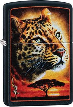 Zippo Sturmfeuerzeug - Leopard - Black Matte, Schwarz - Colour Image - Wiederverwendbar - Windfestes Benzinfeuerzeug - Geschenkbox - Made in USA