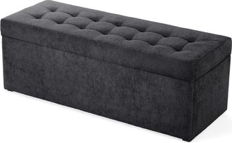 MG Design Polsterhocker 45 x 120 cm Grau mit Stauraum (ca. 140 l), Tragkraft bis zu 300 kg, ohne Montage und leicht zu reinigen, stabil - für Wohnzimmer, Schlaf