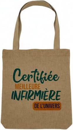 Fabulous Sac Shopping Tote Bag Aspect Lin - Certifi&eacute;e meilleure Infirmiere de lunivers Hopital Medecine - Sac de Courses Toile Epaisse 360g Beige Naturel Cabas