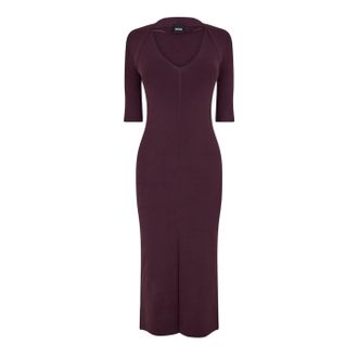 HUGO BOSS Fezanin Midikleid f&uuml;r Damen, V-Ausschnitt, 3/4 &Auml;rmel (Rot)