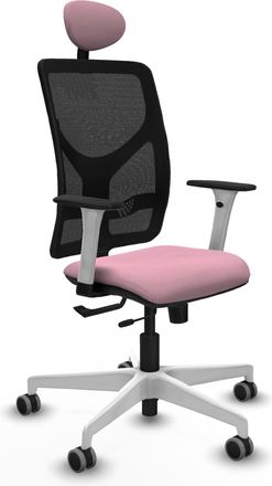 Piqueras y Crespo Schreibtischstuhl mit wei&szlig;en und schwarzen Armlehnen, h&ouml;henverstellbarer Lendenwirbelst&uuml;tze und festem Kopfteil, ausgestattet mit Syncro/Traslack. Sch