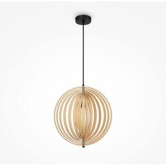 Maytoni Maytoni Roots Plafonnier suspendu sph&eacute;rique moderne de 43 cm, noir, 1 ampoule E27, abat-jour beige