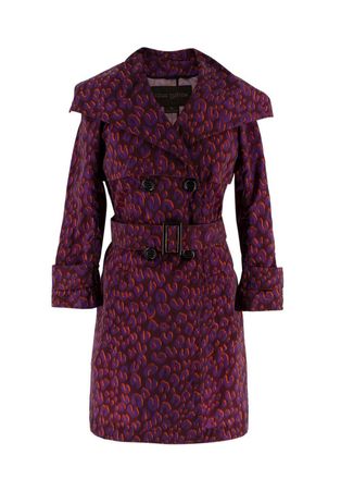 Louis Vuitton Purple Leopard Print Trench Coat Size XS