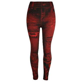 Generic Pantalon Jean &eacute;vas&eacute; pour Femmes, Jean Femme Taille Haute Bootcut avec Poches FlaRouge Mode Classique Denim Pants Leggings &Eacute;vas&eacute; Jambe Large r&eacute;tro Jean