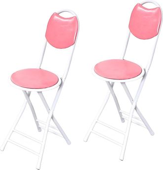 Generic Klapphocker, Tragbarer, Klappbarer Barstuhl in Thekenh&ouml;he, Klappbare Fr&uuml;hst&uuml;cksk&uuml;chenhocker mit Fu&szlig;st&uuml;tze an der R&uuml;ckenlehne(Pink)
