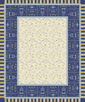 Bassetti OPLONTIS Tischdecke, Baumwolle, blau, 150 x 250 x 1 cm