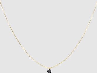 LA BRUNE & LA BLONDE Collier Black 360&deg; Diamant Noir Coeur 0.30 Or Jaune