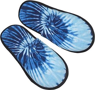 Generic Chaussons Femme Homme Teinture De Cravate De Couleur De Ton Bleu Maison Pantoufles Antid&eacute;rapant Pantoufles En Peluche Chaude Chausson DHiver Pour Voya