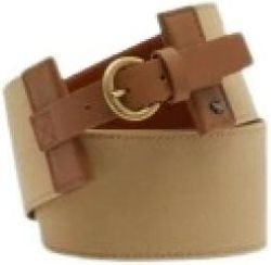 Max Mara Femme, Accessoires, Beige, Taille: XS Canvas and Leather Belt