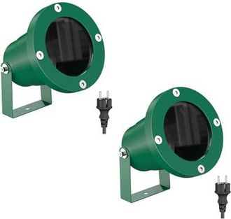 LEDs Com 2 pièces Projecteur de jardin DUK pour lextérieur, IP65, fiche, vert, 1x GU10 max. 15W