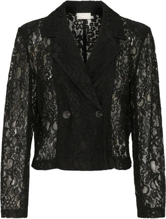 Kaffe Femme, Vestes, Noir, Taille: 38 FR Élégant Blazer en Dentelle Noir Profond