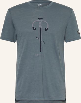 super.natural T-Shirt Vintage Bike Mit Merinowolle blau