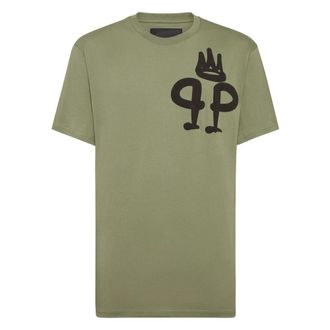 Philipp Plein T-Shirt Round Neck King Plein - - Tops - Herren - Gr&uuml;n - 2XL