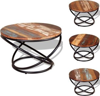 vidaXL Couchtisch Altholz Massiv 60x60x40 cm - Holztisch - Couchtisch - Wohnzimmertisch - Antik Stil - Handgemacht