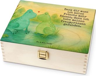 Mr. & Mrs. Panda Tee-Aufbewahrungsbox Frosch Liebe Design - Geschenk, Teedose, Froschk&ouml;nig, holz, Verlobt, Tee Box, Fr&ouml;sche, Teebox, Organizer, K&uuml;ssen, Heiratsantrag