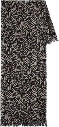 Isabel Marant Zebra-Jacquard Wool Scarf - Black