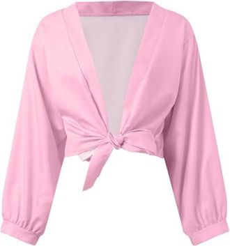 Generic Robes boh&egrave;me 2026 pour femmes, cardigan d&eacute;t&eacute; tendance d&eacute;grad&eacute; &agrave; manches longues ouvert sur le devant, cardigan l&eacute;ger &agrave; nouer, rose, XXL