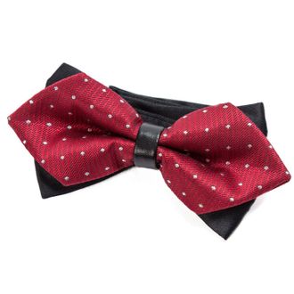 DonDon spitze Herren Fliege Schleife im Retro Look mit Haken gebunden vorgebunden und l&auml;ngenverstellbar rot mit silbernen Punkten