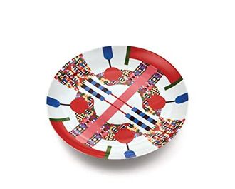 Alessi Holyhedrics ESA10 1 - Assiette &agrave; Dessert en Porcelaine D&eacute;cor&eacute;e avec D&eacute;calcomanie Appliqu&eacute;e &agrave; la Main, Multicolore