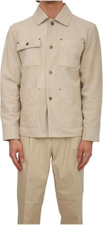 Paolo Pecora Homme, Vestes, Beige, Taille: M Giubbotto Pelle