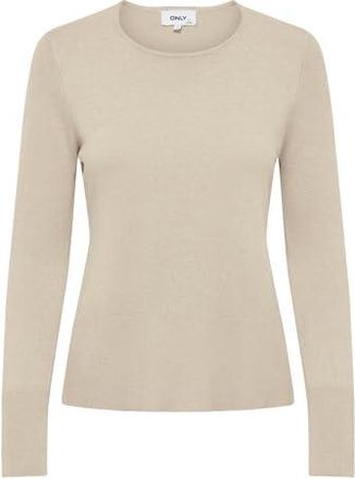 Only Onljulie Ls Life Loose O-Neck CC KNT Sweater, Oxford Tan/d&eacute;tail : chin&eacute;, M Femme