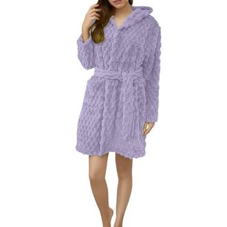 Generic Peignoir chaud pour femme - En coton - Couleur unie - Avec poches - Ceintures - Confortable - V&ecirc;tement de nuit classique - V&ecirc;tement dint&eacute;rieur d&eacute;contr