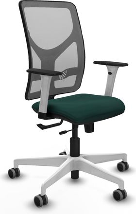 Piqueras y Crespo B&uuml;rostuhl, Gr&uuml;n mit wei&szlig;en und schwarzen Armlehnen, h&ouml;henverstellbare Lendenwirbelst&uuml;tze, ausgestattet mit Syncro/Traslack und Schneideschaum, Grau/Fl