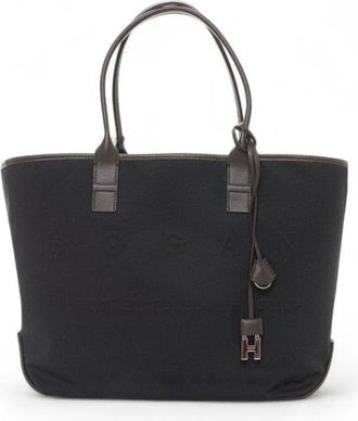Hogan Femme, Sacs, Noir, Taille: ONE Size Sac de shopping en toile avec finitions en cuir
