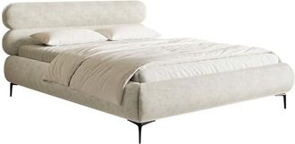 Selsey Bett Polsterbett Doppelbett 140 x 200 cm Mit Zweikammer Bettkasten Gasdruckfeder Metallrahmen Schwarze Beine Schlafbett Chenille Graubeige Roule