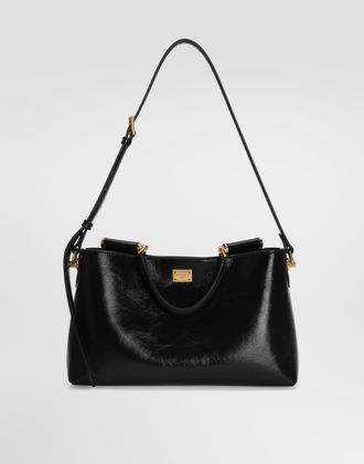 Dolce & Gabbana Vittoria Calfskin Handbag - Frau Collection Schwarz Onesize