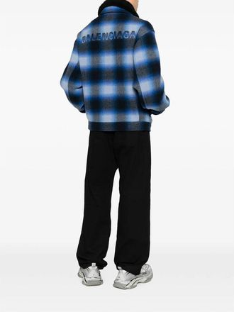 Balenciaga Check Wool Jacket - Blue
