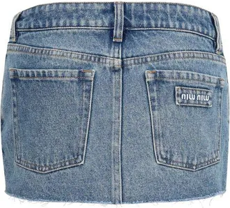 Miu Miu Womens Blue Cotton Mini Skirt