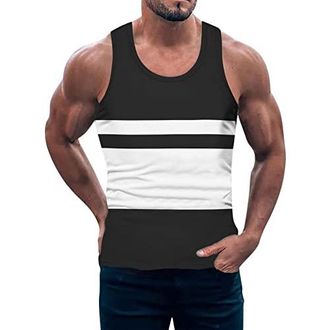 Generic D&eacute;bardeurs ray&eacute;s sans manches pour hommes d&eacute;t&eacute; &agrave; rayures d&eacute;contract&eacute;es haut de plage &eacute;l&eacute;gant sport sans manches chemise de plage haut d&eacute;bardeur ample 