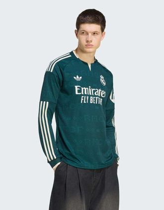 adidas Real madrid 26/27 maillot ext&eacute;rieur manches longues en aurora ivy-Vert