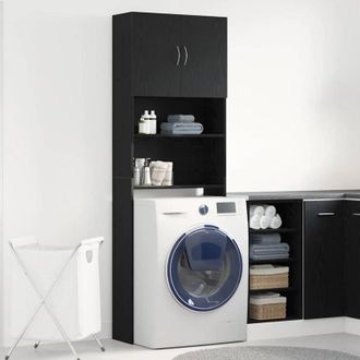 vidaXL vidaXL Meuble de machine &agrave; laver ch&ecirc;ne noir 64x24x190 cm