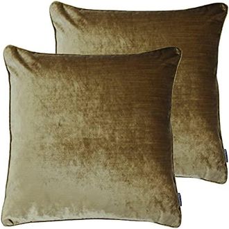 Riva Paoletti Luxe Velvet Twin Pack Polyester gefüllte Kissen, Samt, Gold, 55 x 55cm, 2