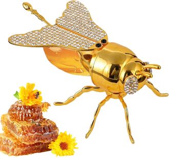 Generic Bienenhonigglas - Dekorativer Transparenter Beh&auml;lter, Vorratsglas F&uuml;r Die K&uuml;che, Honigl&ouml;ffel Inklusive | Stilvoller Strass-, Ideales K&uuml;chenzubeh&ouml;r F&uuml;r