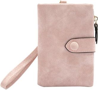 Generic Petit portefeuille &agrave; deux volets en cuir pour femme avec dragonne et emplacements pour cartes, fen&ecirc;tre pour carte didentit&eacute;, fermeture &eacute;clair, petit s