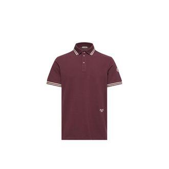 Moncler Moncler Polo En Piqu&eacute; De Coton &Agrave; Bordure Ray&eacute;e, Homme, Rouge, Taille: 3xl