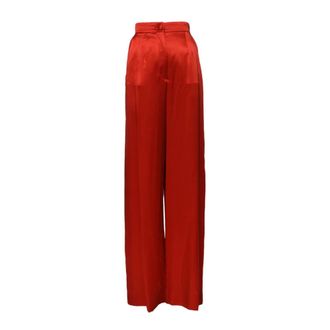 Dolce & Gabbana Rote Satin Weite Beinhosen - - Trousers - Damen - Rot - XS
