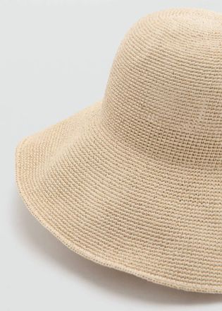 Mango Chapeau fibre naturelle &eacute;cru - Femme - Taille unique - MANGO