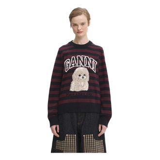 Ganni Rundhals-Pullover mit Pudel - - Knitwear - Damen - Mehrfarbig - L