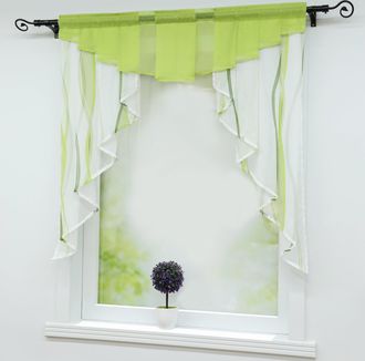 Joyswahl Kleinfenster Voile Fenstergardinen mit Tunnelzug Marie Scheibengardinen BxH 120x145cm Grün 1er Pack