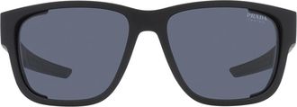 Prada Herren DG009R Sonnenbrille, Black Rubber/Blue, Einheitsgröße (Herstellergröße: 65)