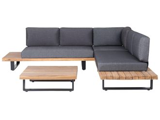 Beliani Lounge Set 5-Sitzer FSC Akazienholz Hellbraun mit Auflagen grau Modern Mykonos