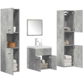 vidaXL 5-tlg. Badm&ouml;bel-Set Betongrau Holzwerkstoff vidaXL