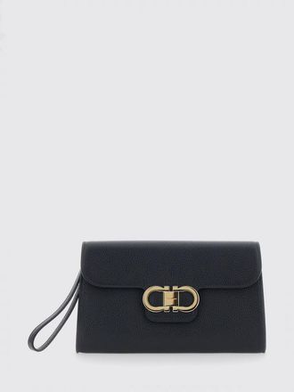 Ferragamo Pochette Gancini en cuir de veau grain&eacute; avec dragonne