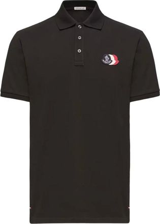 Moncler Homme, Tops, Noir, Taille: L Polo en Piqu&eacute; de Coton