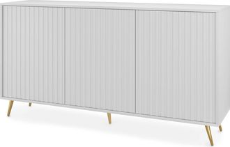 Selsey Bello - Kommode in Wei&szlig; mit Lamellen, goldene Beine, 154 cm breit