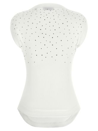 Off-white Swarovski-Embellished Ribbed Jersey Tank Top - White